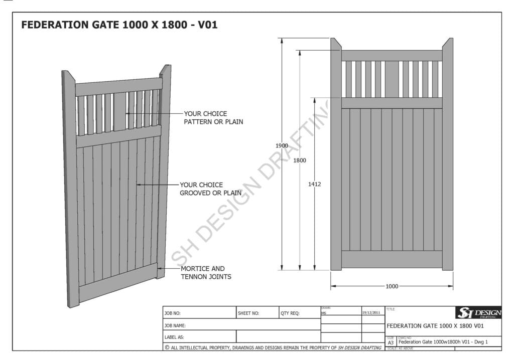 Federation 1000 x 1800 Gate V01 - Easy to Build - EzeBuilt