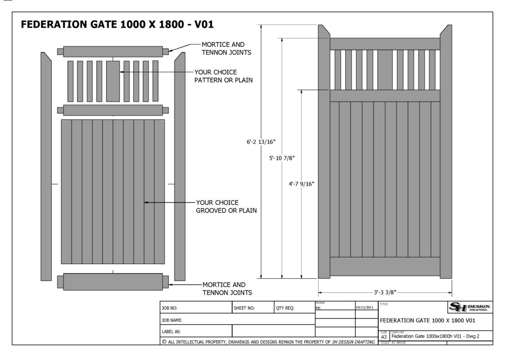 Federation 1000 x 1800 Gate V01 - Easy to Build - EzeBuilt