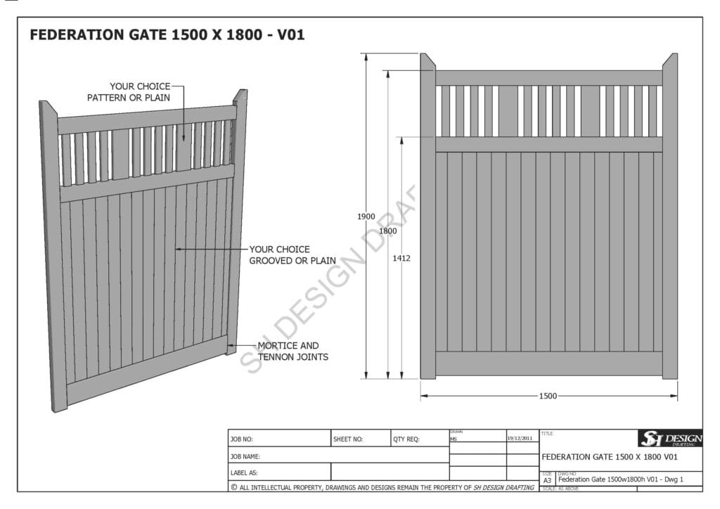 Federation 1500 x 1800 Gate V01 - Easy to Build - EzeBuilt