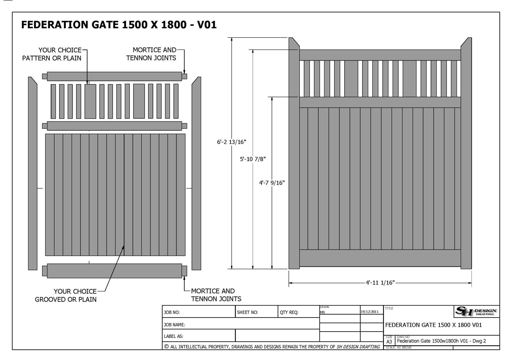 Federation 1500 x 1800 Gate V01 - Easy to Build - EzeBuilt