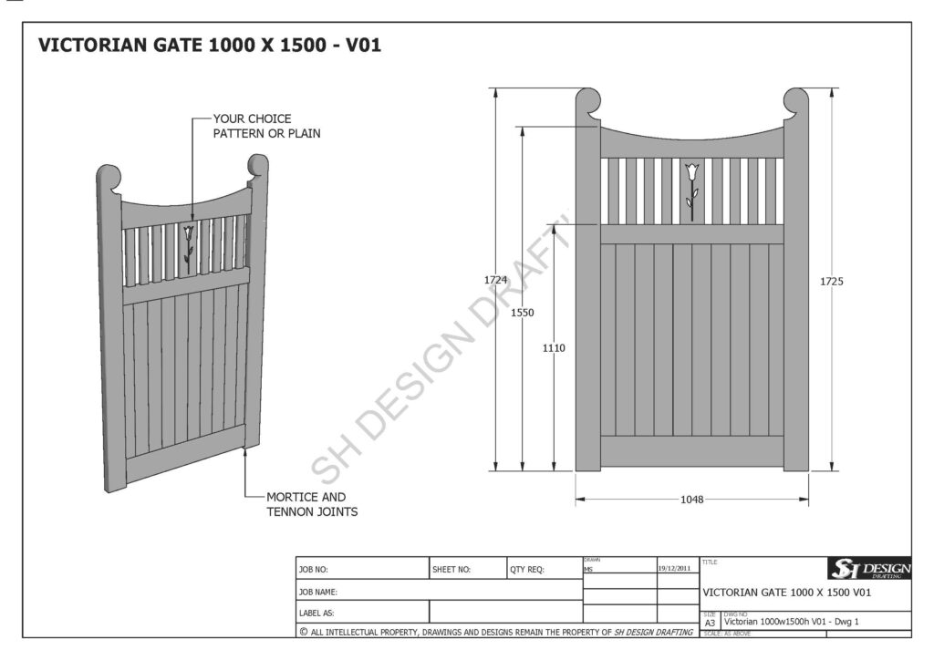 Victorian 1000 x 1500 Gate V01 - EzeBuilt