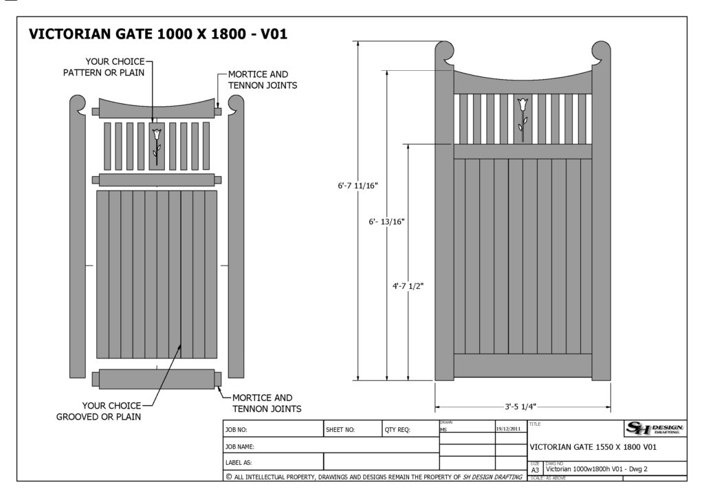 Victorian 1000 x 1800 Gate V01 - EzeBuilt