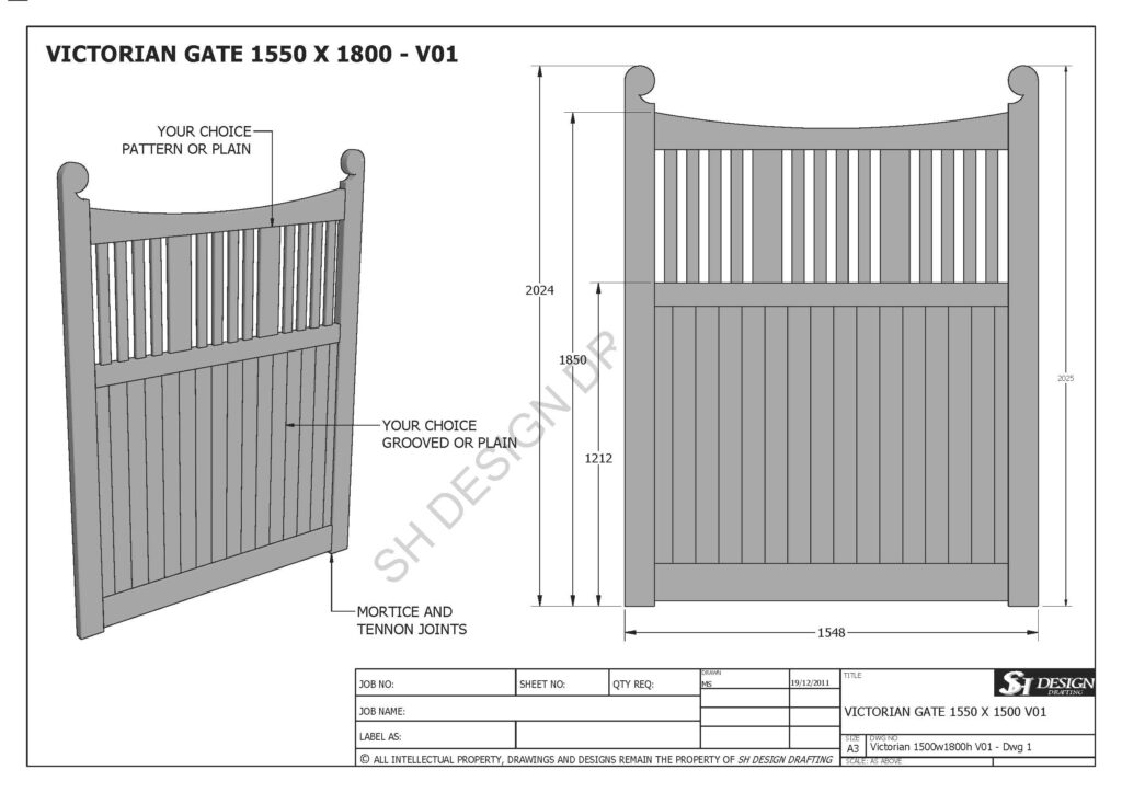 Victorian 1500 x 1800 Gate V01 - EzeBuilt